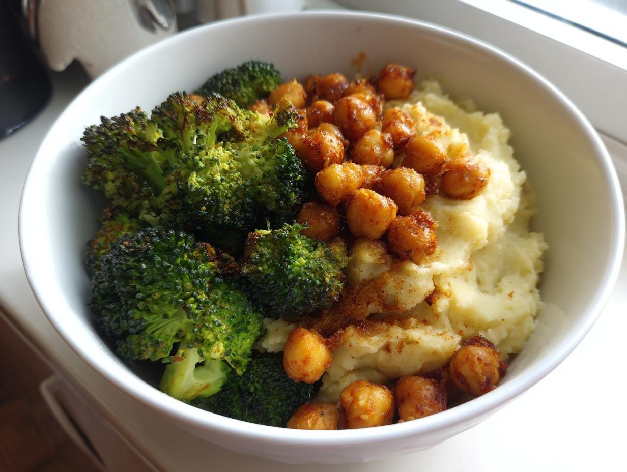 35 Minute Vegan Chickpea Broccoli Mashed Potato Bowl - ferecipe